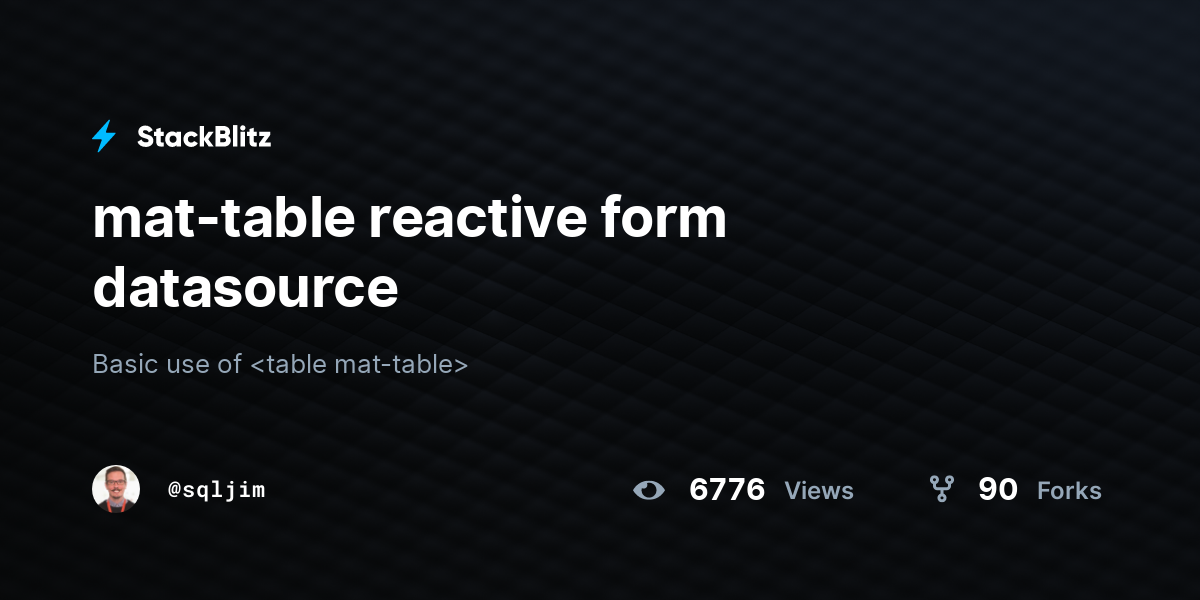 mat-table reactive form datasource - StackBlitz