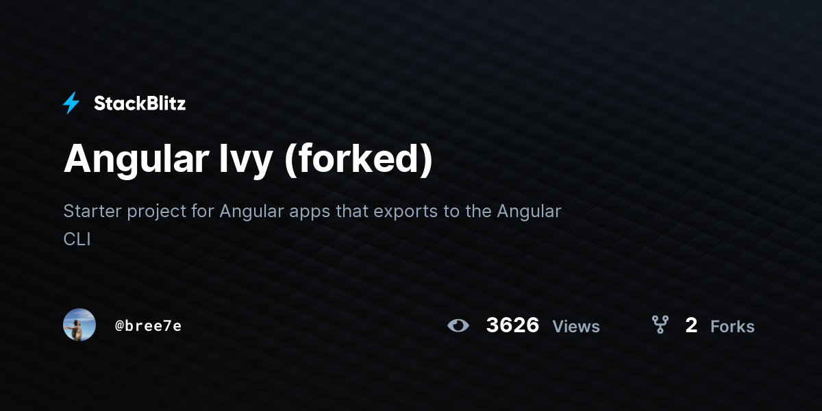 Angular Ivy (forked) - StackBlitz