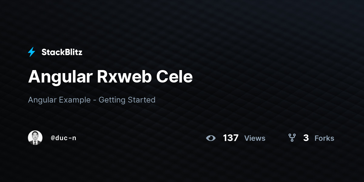 Angular Rxweb Cele - StackBlitz Angular Rxweb Cele - StackBlitz