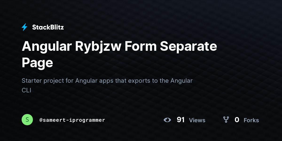 Angular Rybjzw Form Separate Page - StackBlitz Angular Rybjzw Form Separate Page - StackBlitz