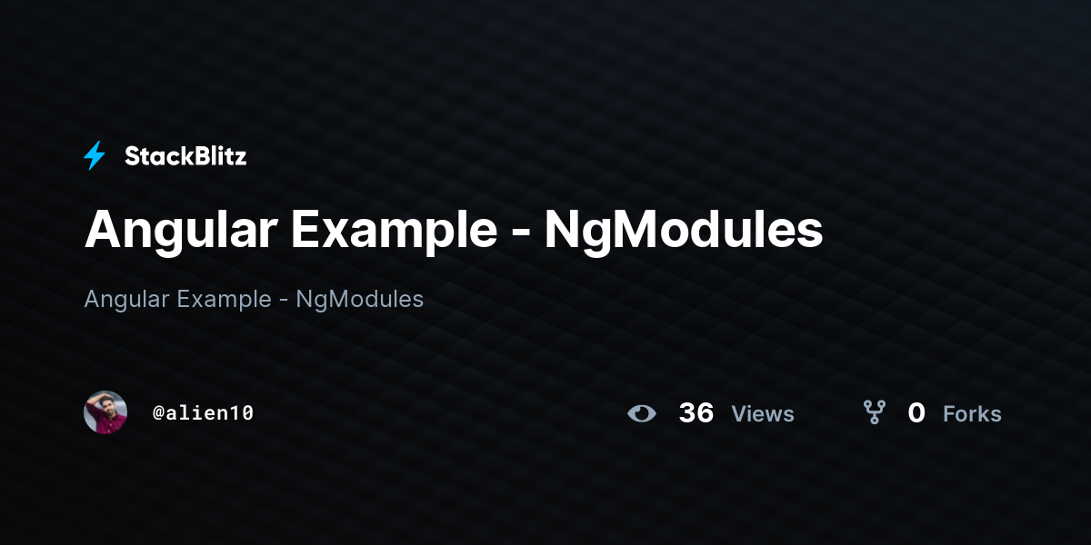 Angular Example Ngmodules Stackblitz