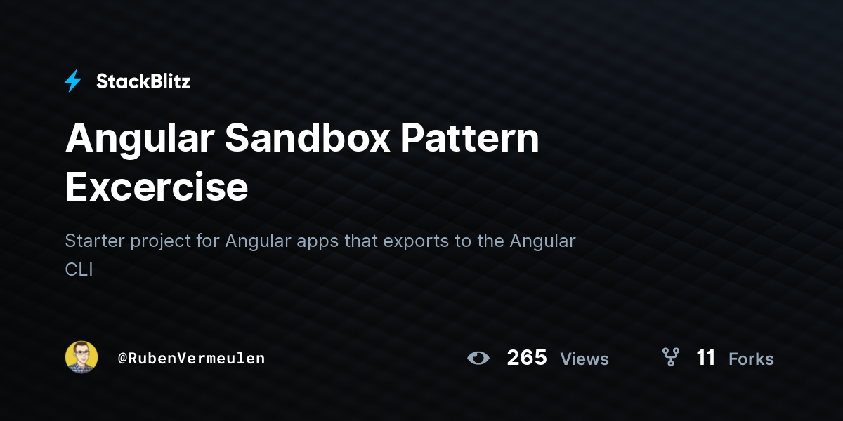 Angular Sandbox Pattern Excercise - StackBlitz