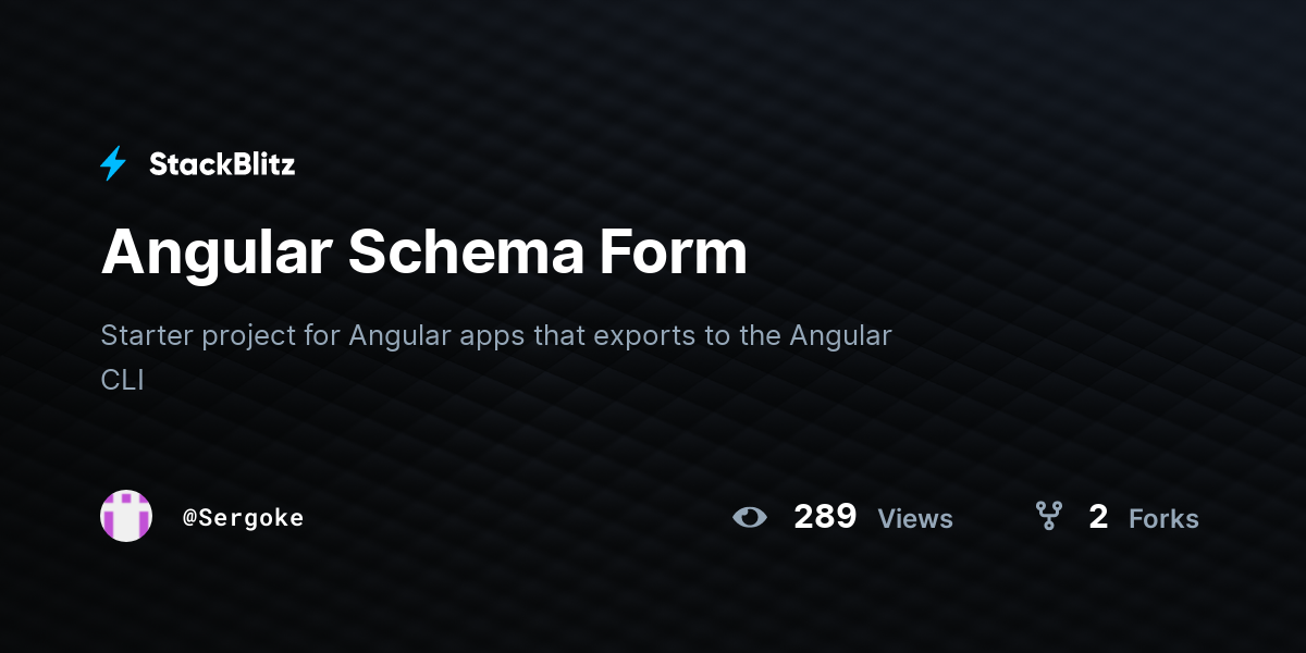 Angular Schema Form - StackBlitz