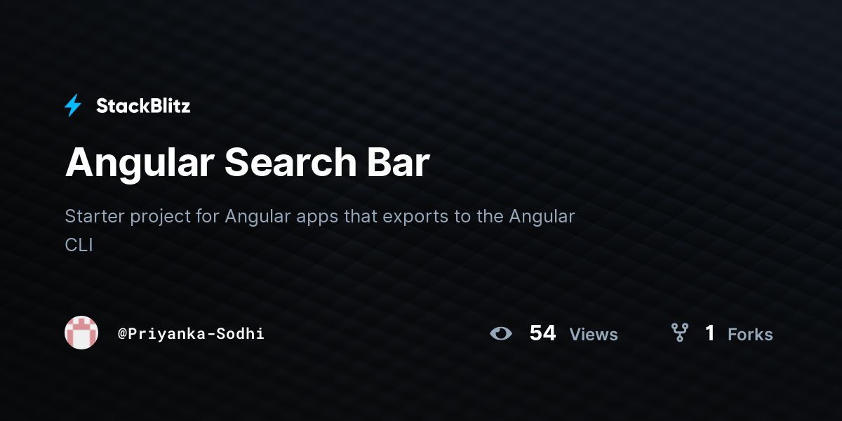 Angular Search Bar - StackBlitz