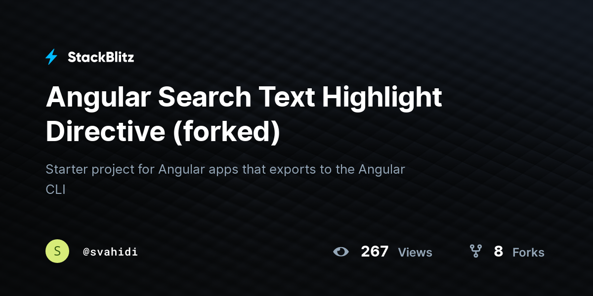 Angular Search Text Highlight Directive (forked) - StackBlitz