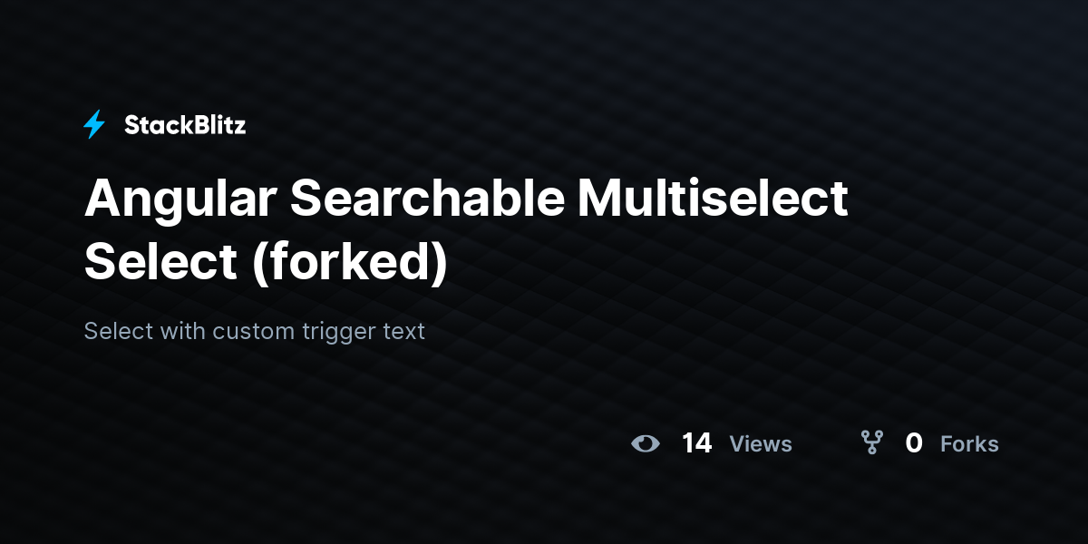 Angular Searchable Multiselect Select (forked) - StackBlitz