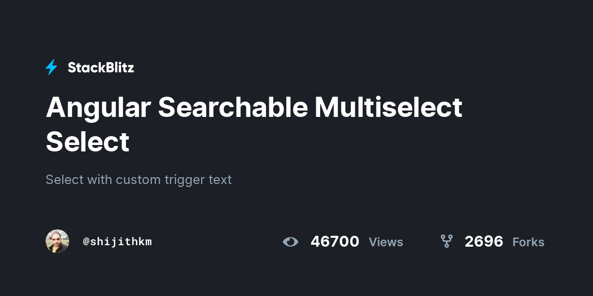 Angular Searchable Multiselect Select Stackblitz