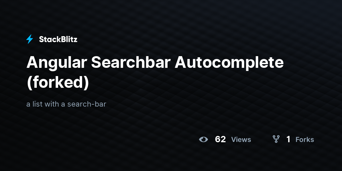 Angular Searchbar Autocomplete (forked) - StackBlitz