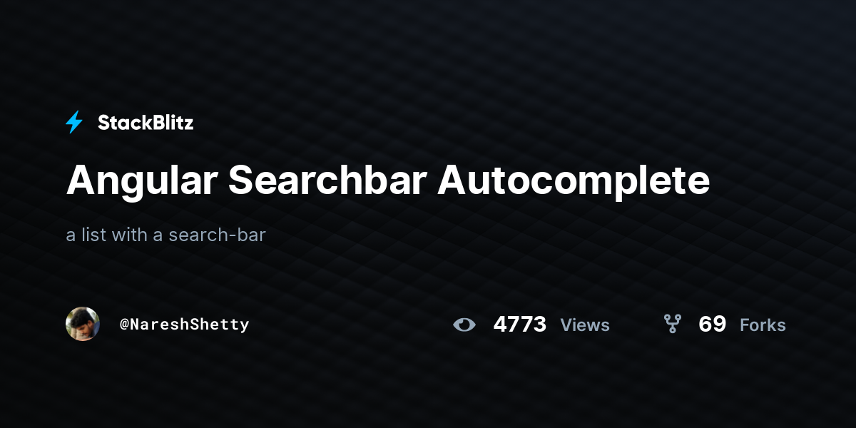 Angular Searchbar Autocomplete - StackBlitz