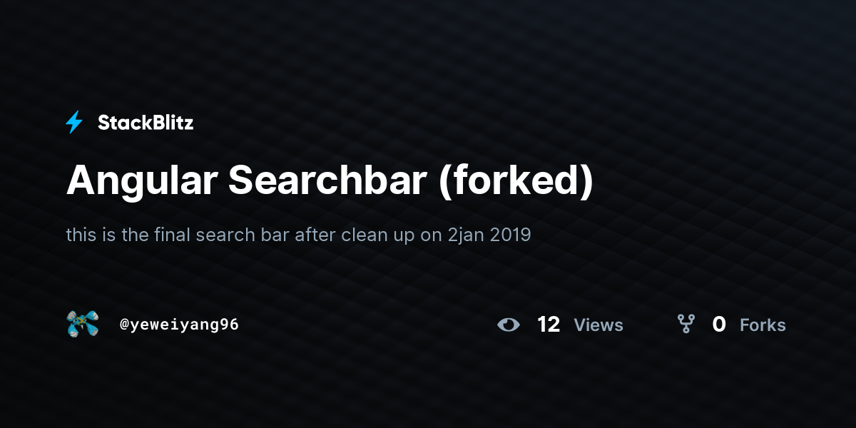 Angular Searchbar (forked) - StackBlitz