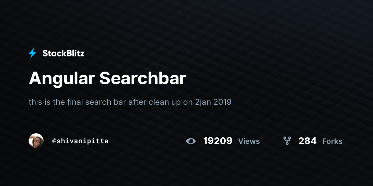 Angular Searchbar - StackBlitz Angular Searchbar - StackBlitz