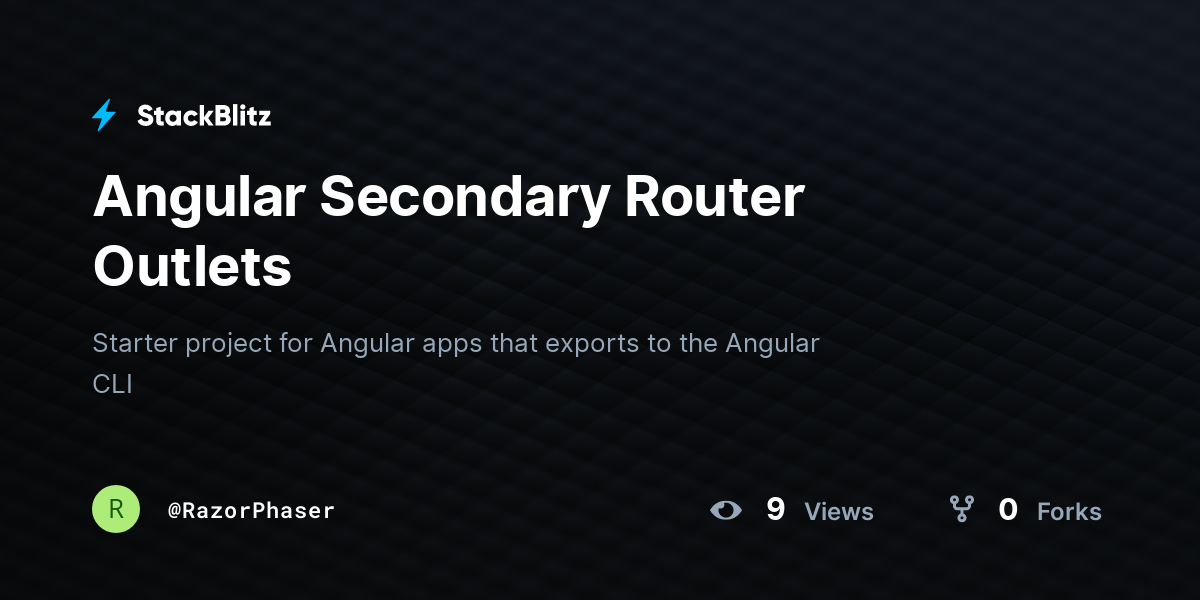 Angular Secondary Router Outlets - StackBlitz