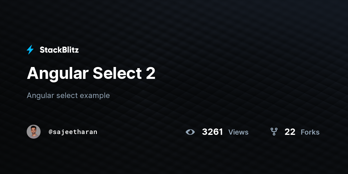 Angular Select 2 - StackBlitz