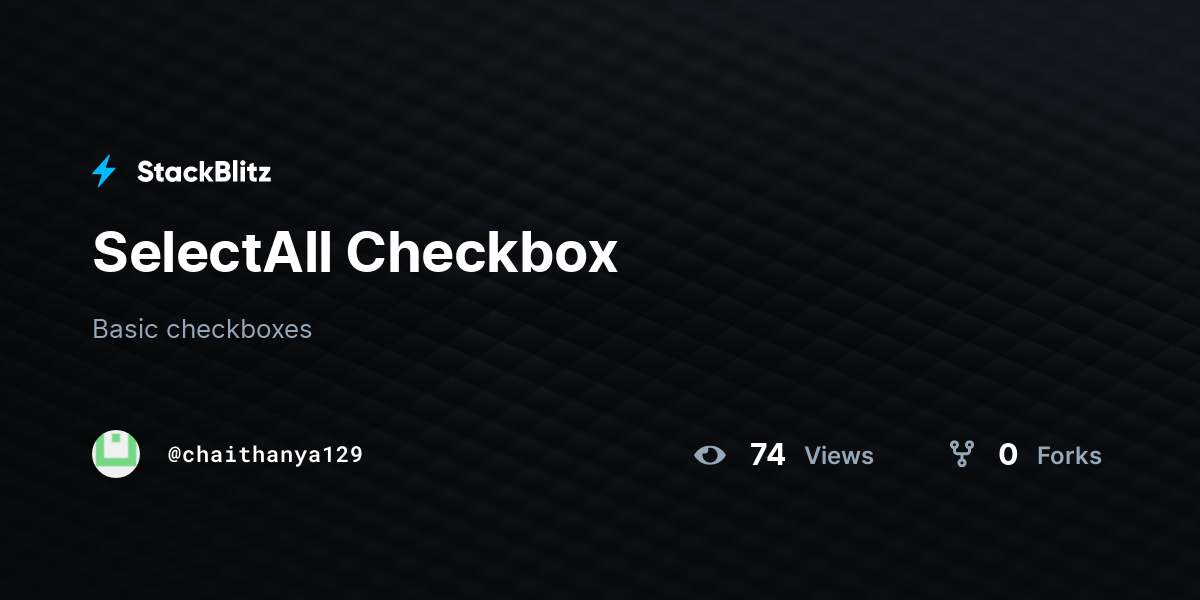 Selectall Checkbox Stackblitz