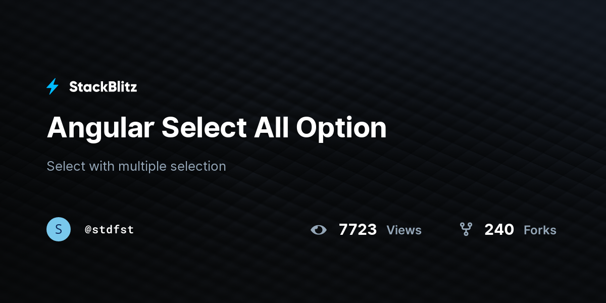Angular Select All Option - StackBlitz