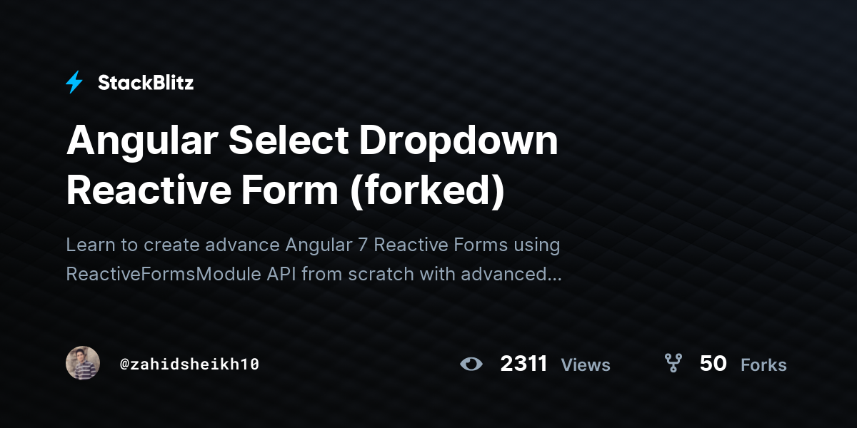 Angular Select Dropdown Reactive Form (forked) - StackBlitz