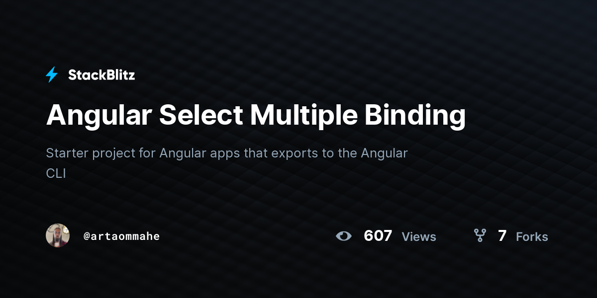 Angular Select Multiple Binding - StackBlitz