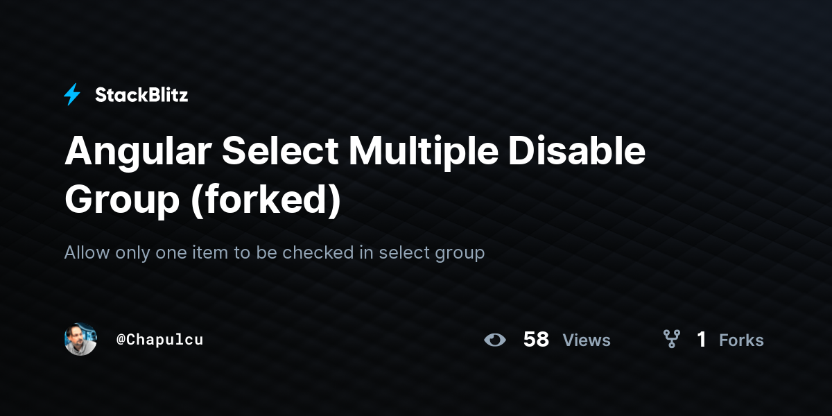 Angular Select Multiple Disable Group Forked Stackblitz