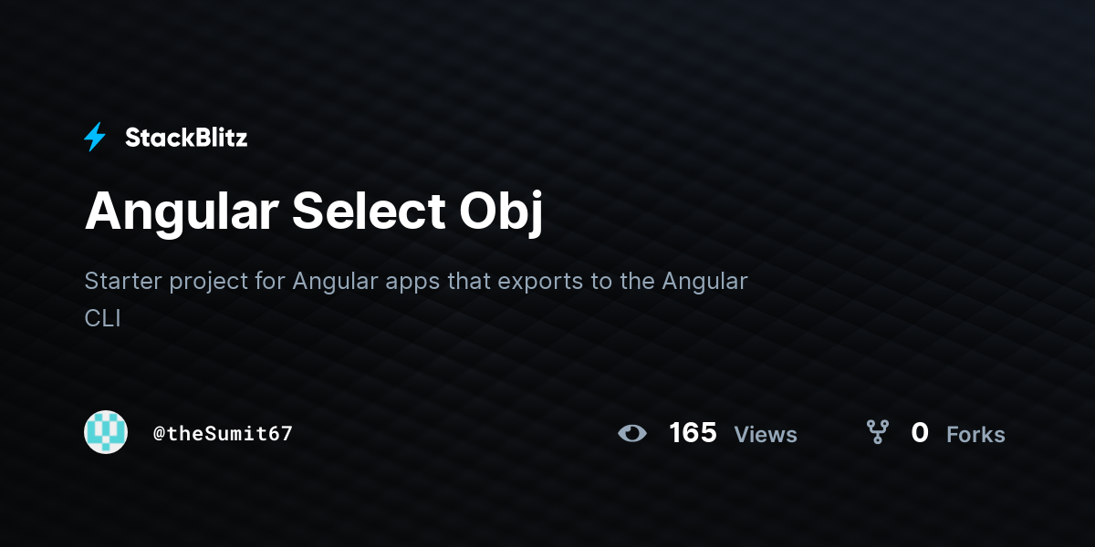 Angular Select Obj - StackBlitz