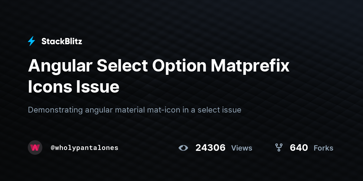 Angular Select Option Matprefix Icons Issue - StackBlitz