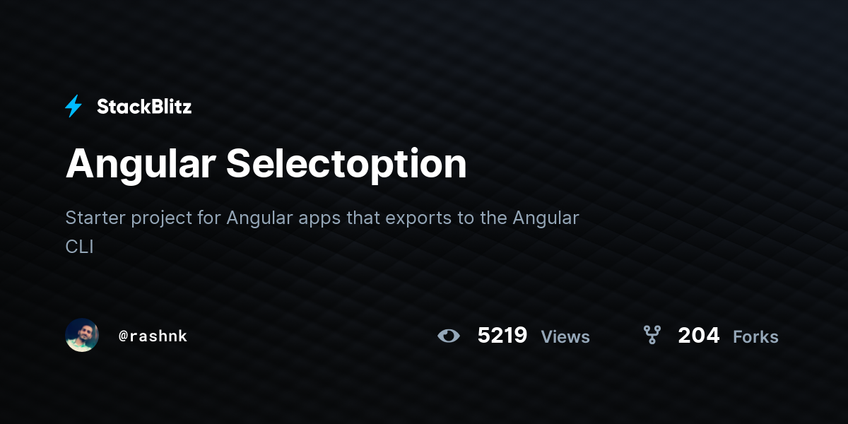 Angular Selectoption - StackBlitz