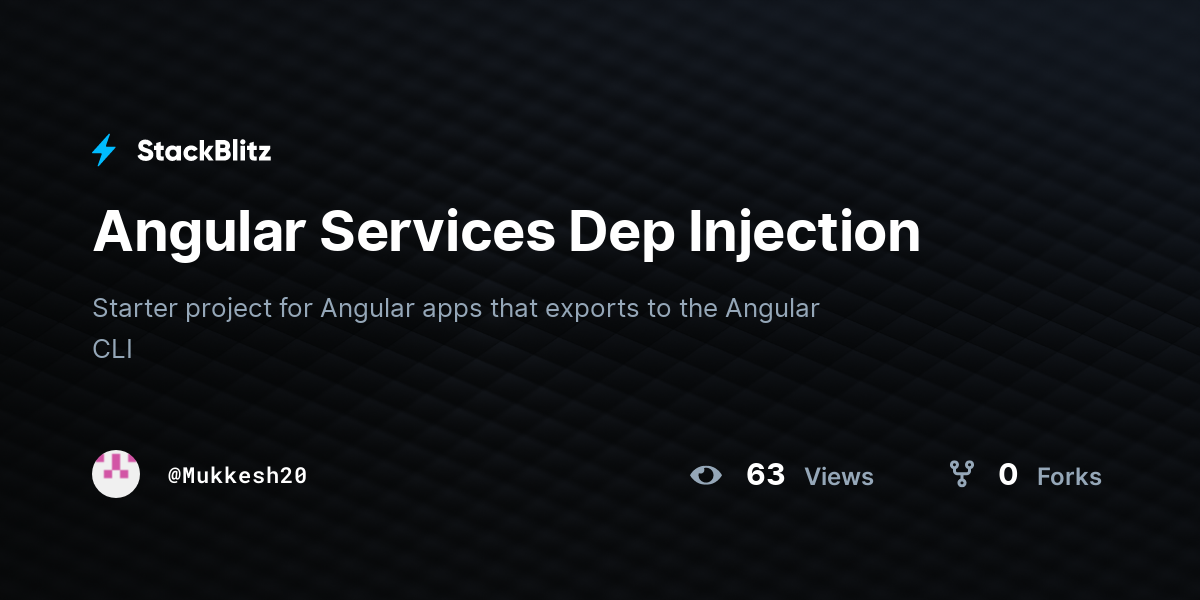 Angular Services Dep Injection - StackBlitz