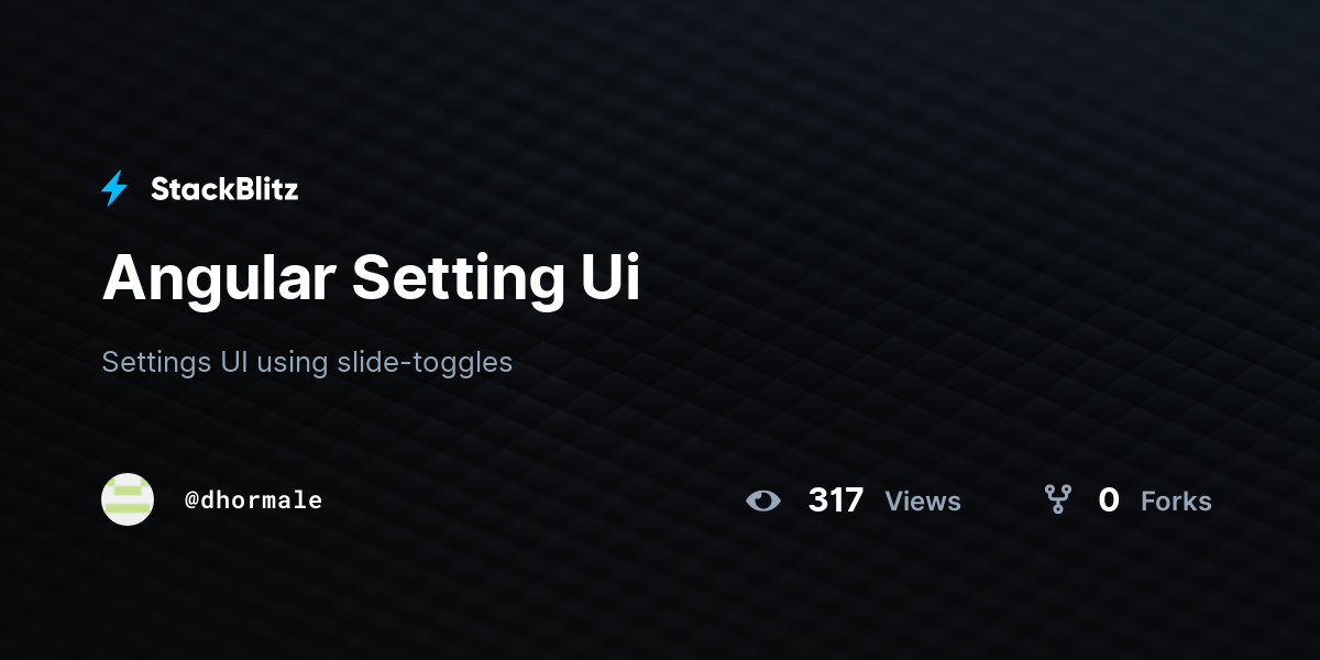 Angular Setting Ui - StackBlitz
