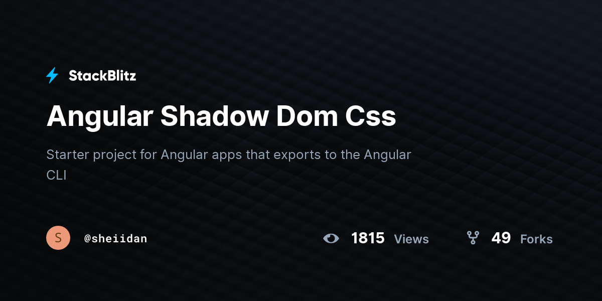 Angular Shadow Dom Css - StackBlitz