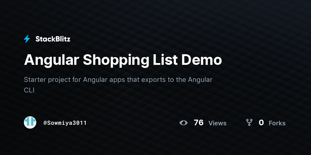 Angular Shopping List Demo - StackBlitz