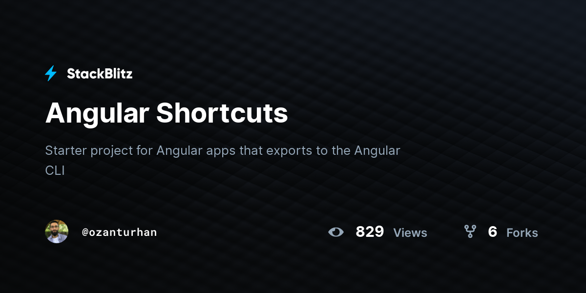 Angular Shortcuts - StackBlitz