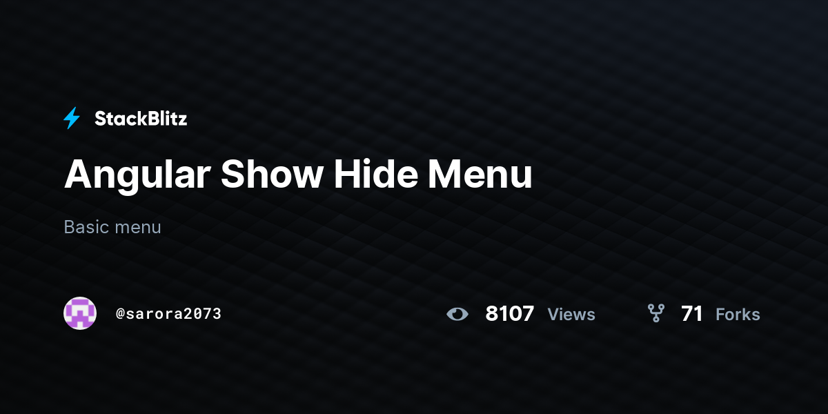 Angular Show Hide Menu - StackBlitz