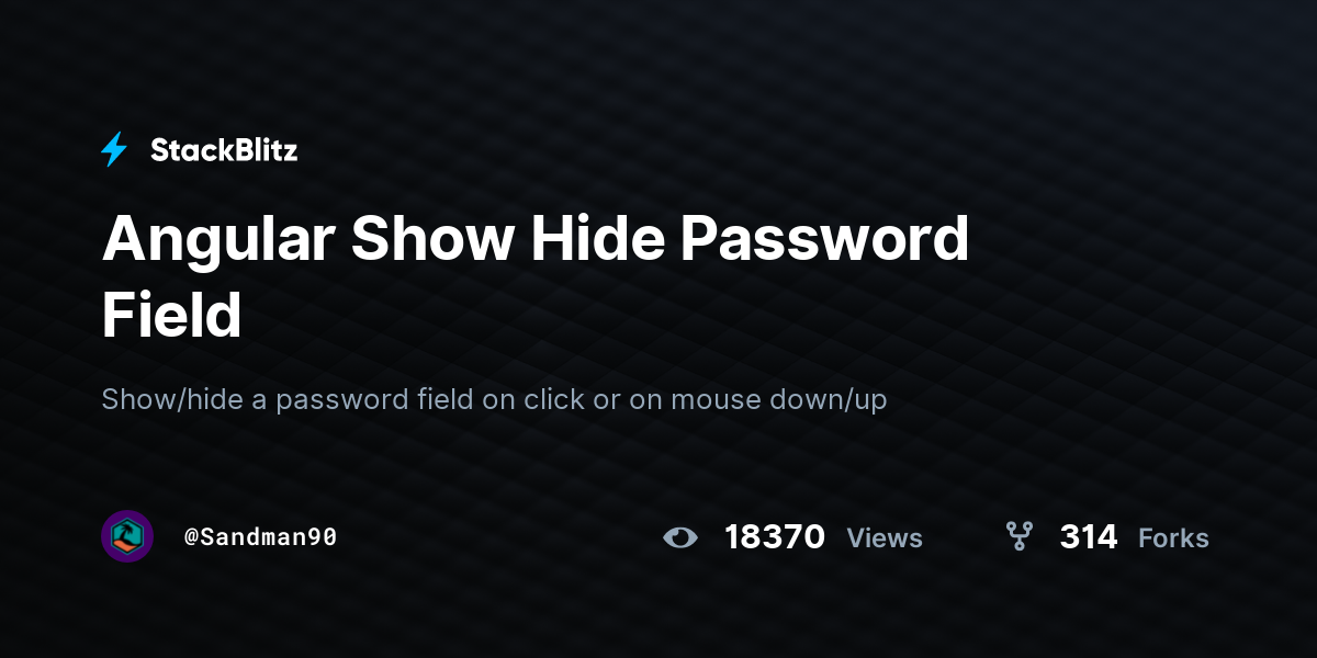 Angular Show Hide Password Field - StackBlitz