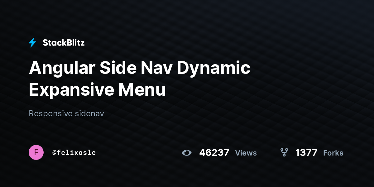Angular Side Nav Dynamic Expansive Menu - StackBlitz