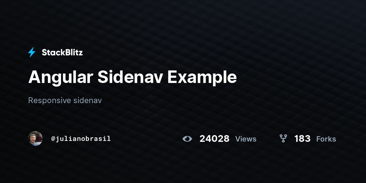 Angular Sidenav Example - StackBlitz Angular Sidenav Example - StackBlitz