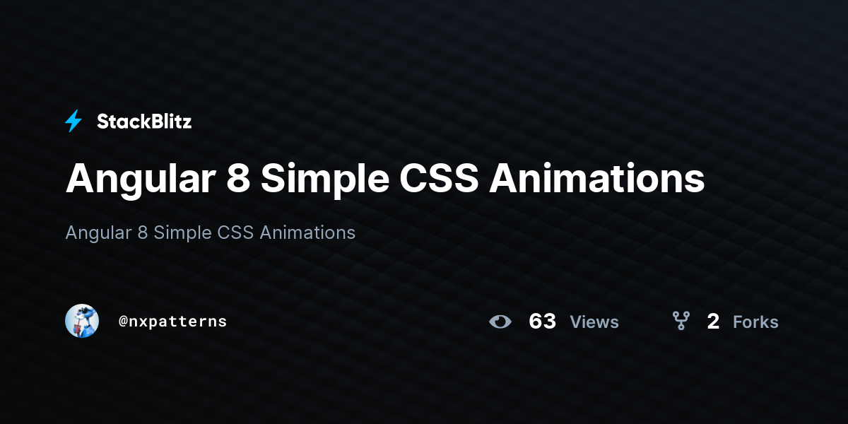Angular 8 Simple CSS Animations - StackBlitz