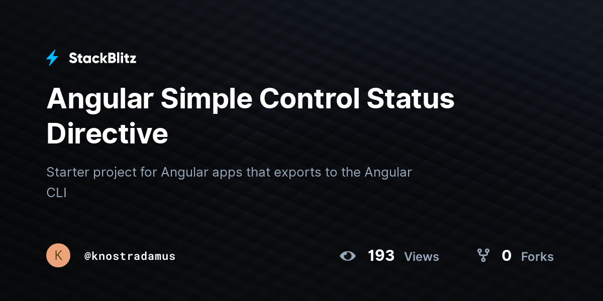 Angular Simple Control Status Directive - StackBlitz