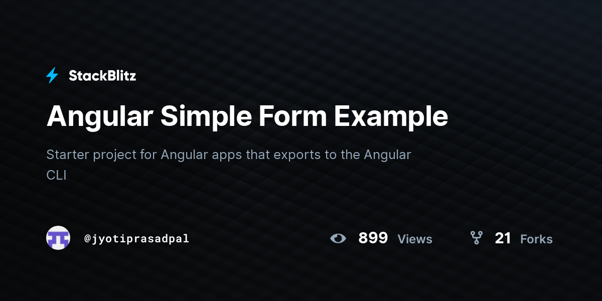 Angular Simple Form Example - StackBlitz