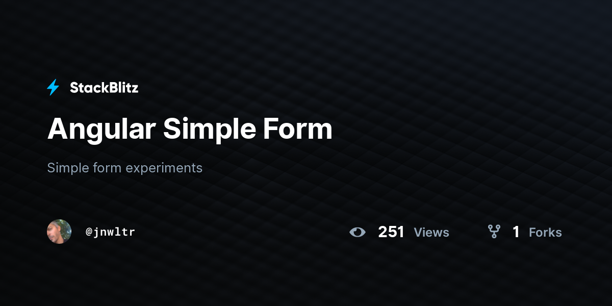 Angular Simple Form - StackBlitz