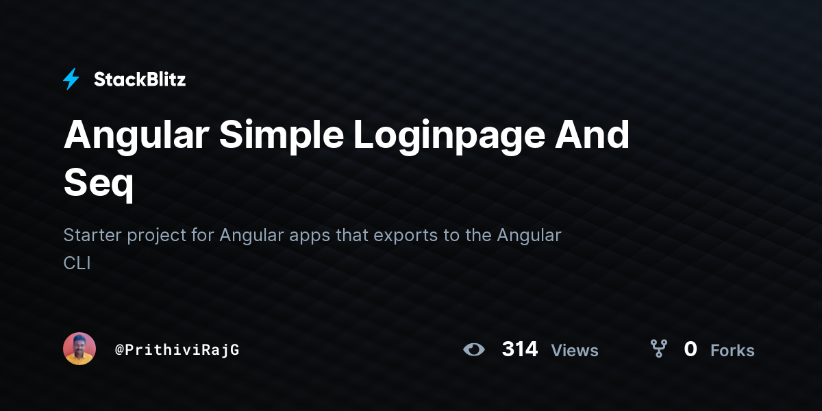 Angular Simple Loginpage And Seq - StackBlitz Angular Simple Loginpage And Seq - StackBlitz