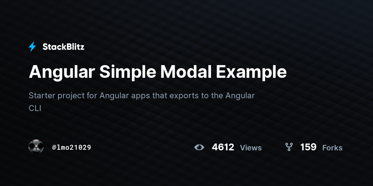 Angular Simple Modal Example - StackBlitz