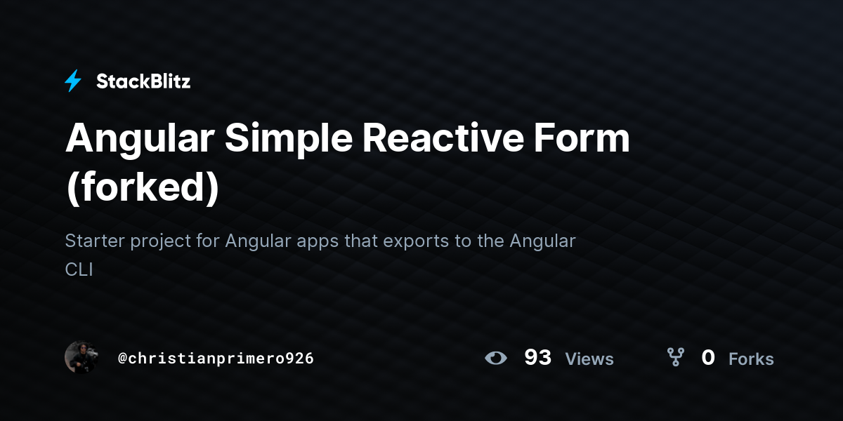 Angular Simple Reactive Form (forked) - StackBlitz