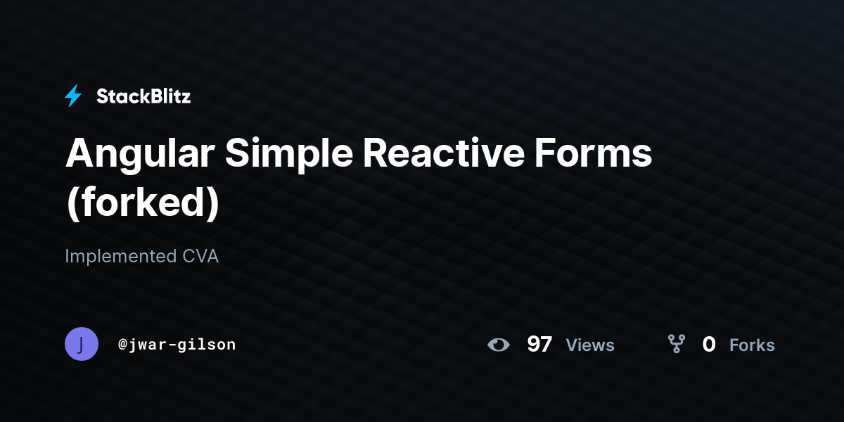 Angular Simple Reactive Forms Forked Stackblitz 