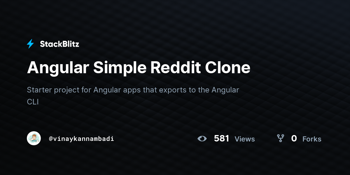 Angular Simple Reddit Clone Stackblitz