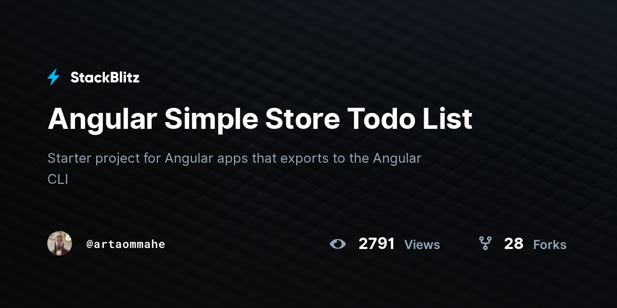 Angular Simple Store Todo List - StackBlitz