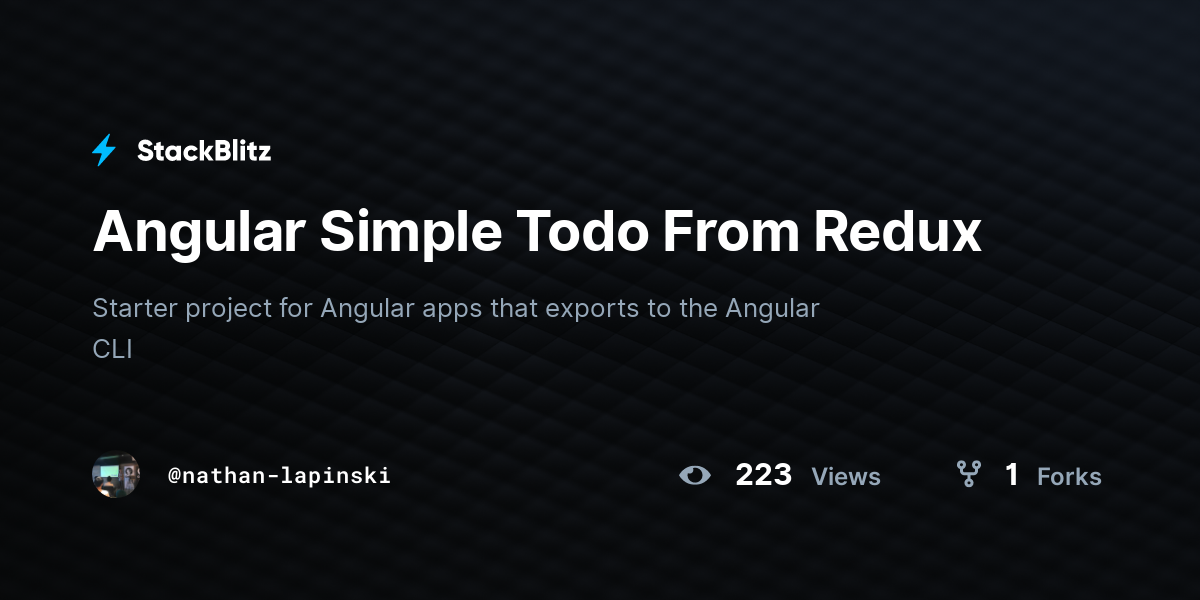 Angular Simple Todo From Redux - StackBlitz Angular Simple Todo From Redux - StackBlitz