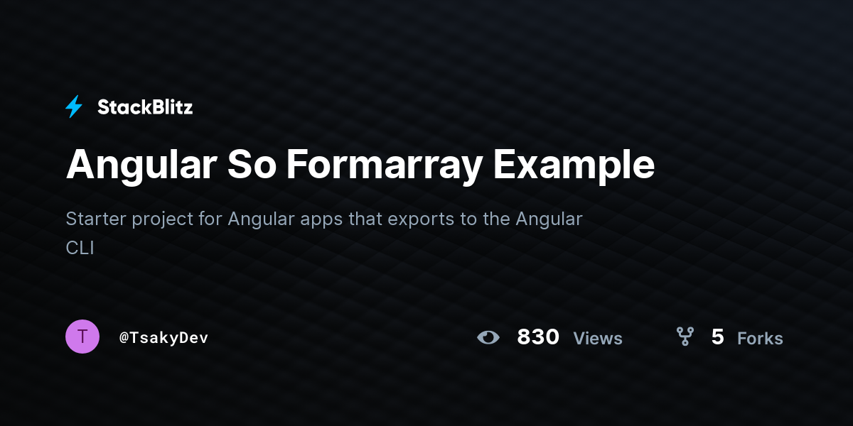 Angular So Formarray Example - StackBlitz