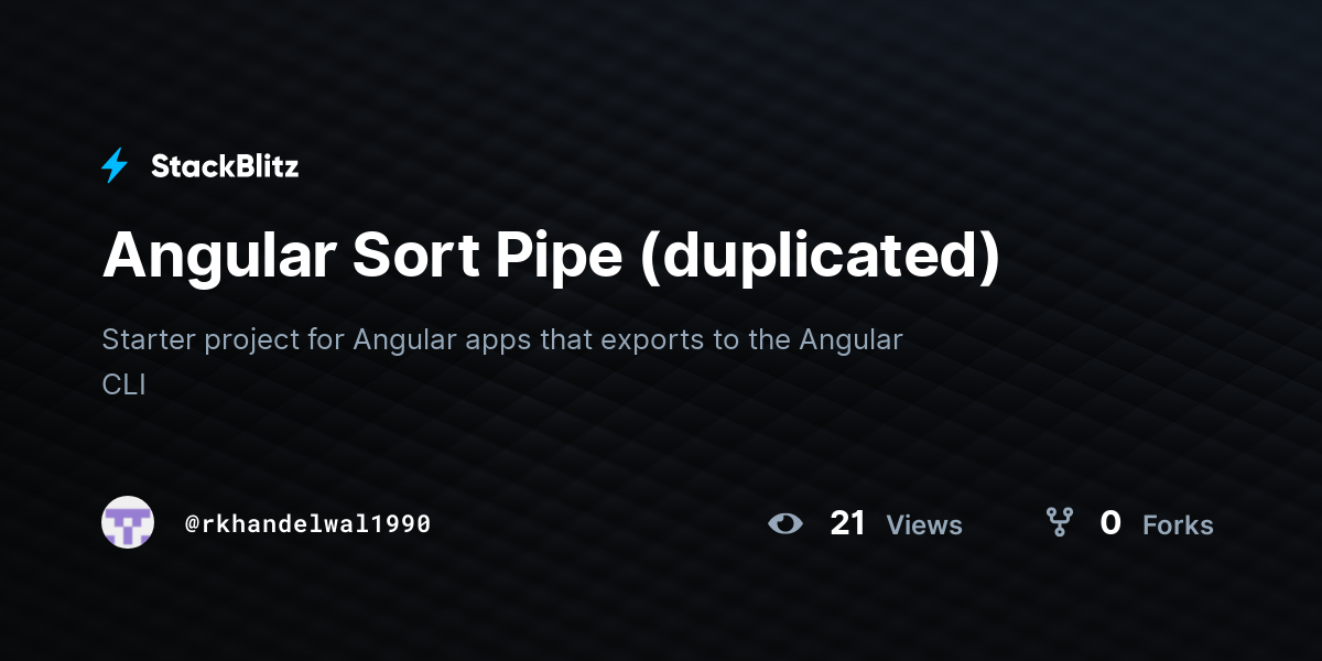 Angular Sort Pipe (duplicated) - StackBlitz