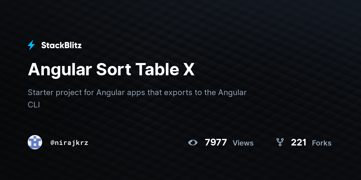 Angular Sort Table X - StackBlitz