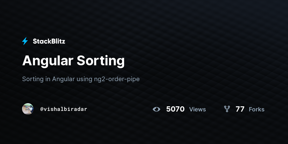 Angular Sorting Stackblitz