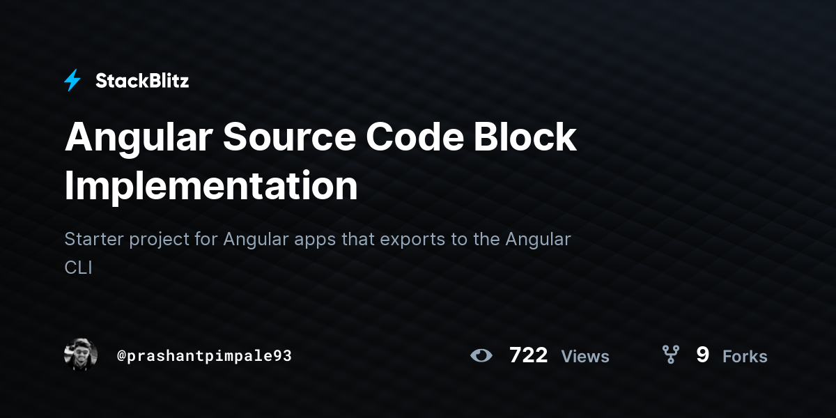 Angular Source Code Block Implementation - StackBlitz